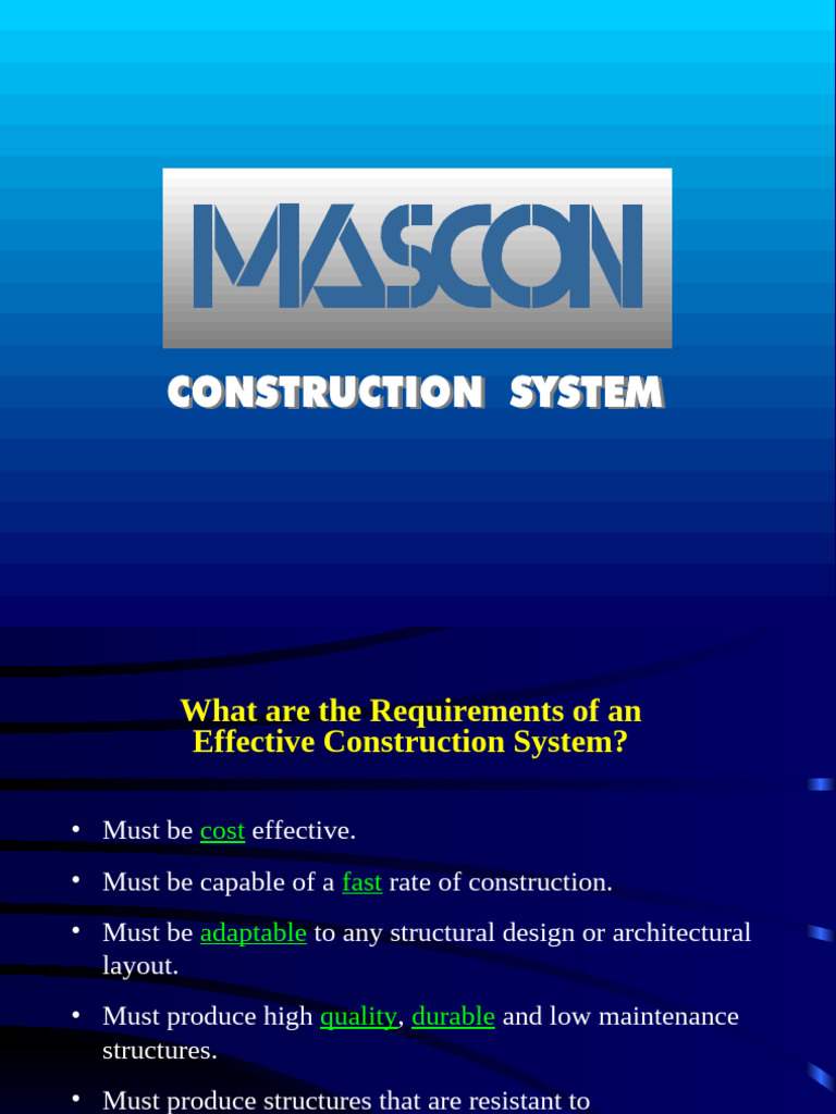 Mascon Construction System - Lanco Form Design Presentation | PDF ...