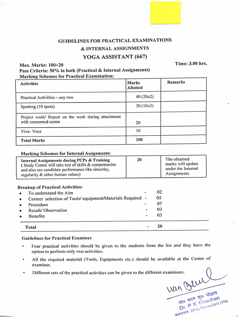Guidelines For Practical Examinations and Internal Assignments For Yoga ...