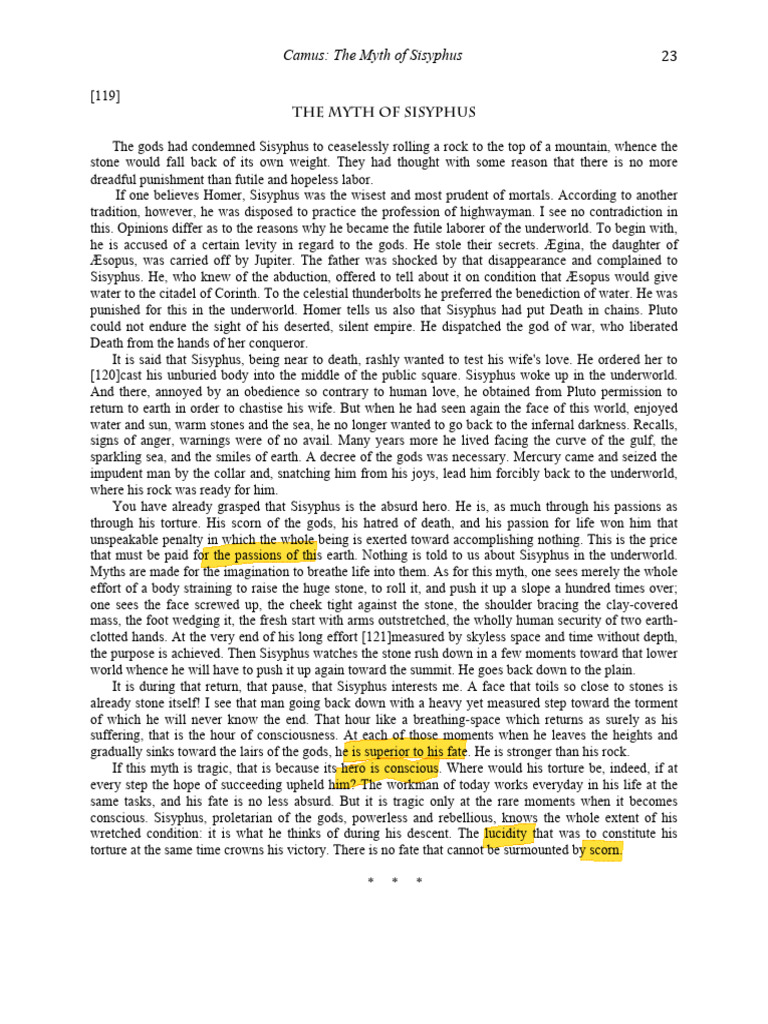 Camus - Myth of Sisyphus Solo | PDF | Religion & Spirituality | Young Adult