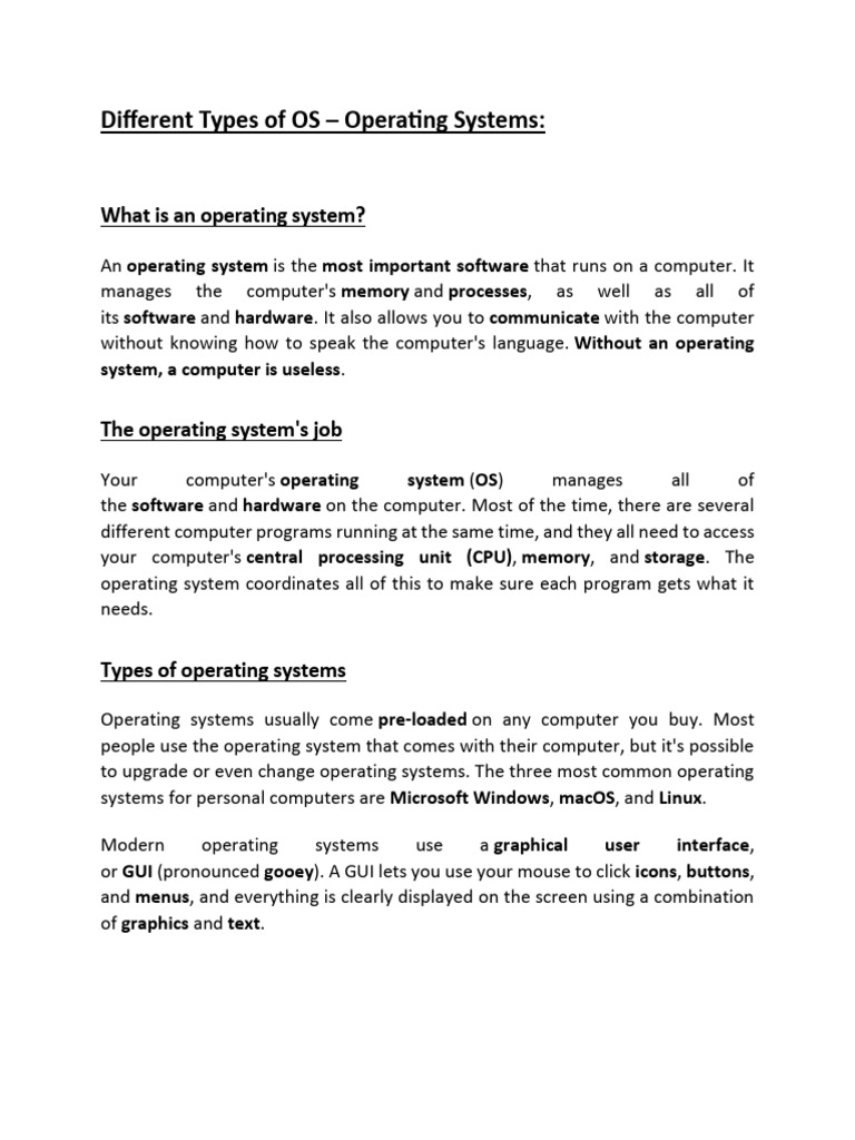 Overview of Operating Systems | PDF | Operating System | Mac Os