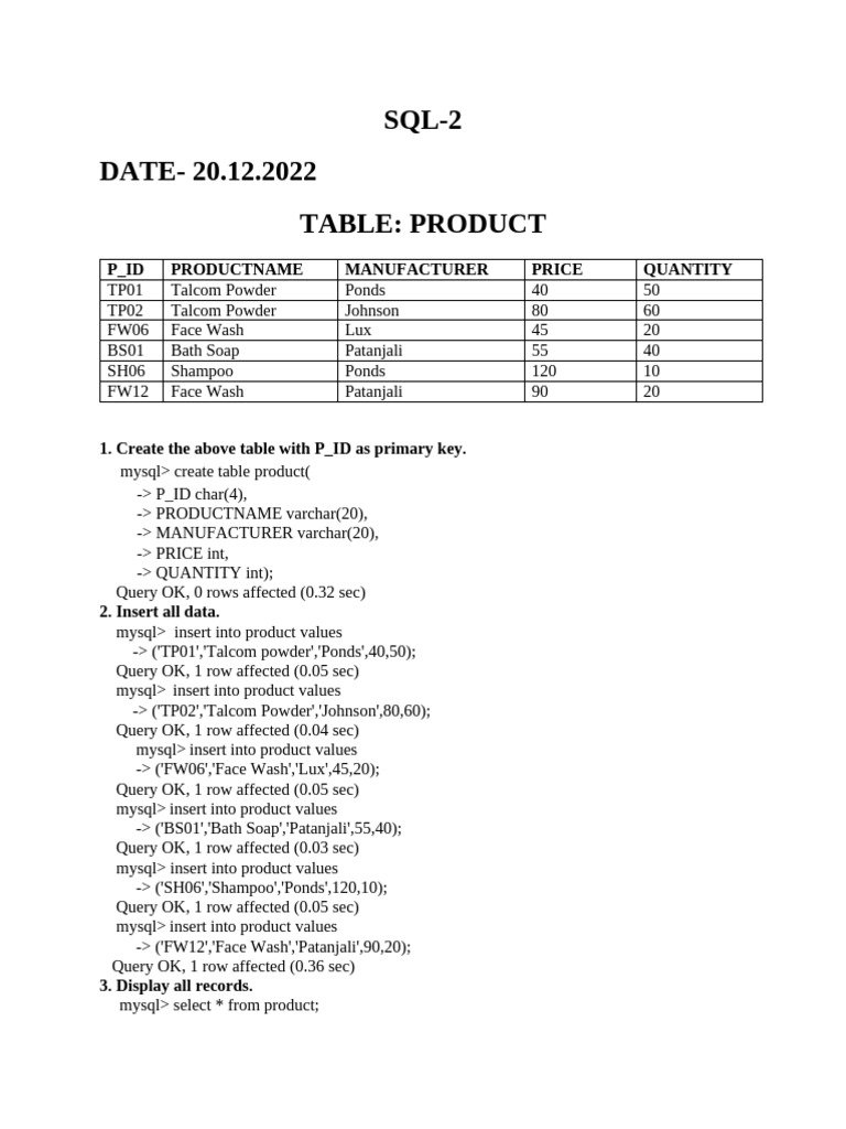 Sql 1 Pdf Computer Data Information Retrieval