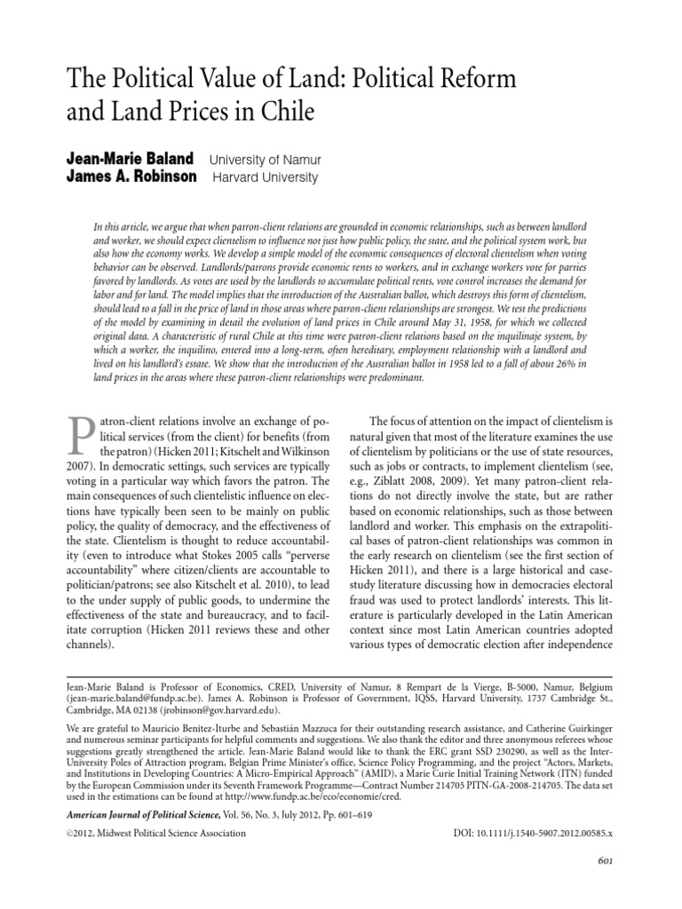 The Political Value of Land | PDF | Labour Economics | Economic Equilibrium