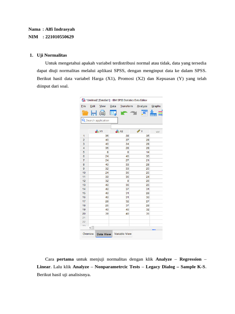 Alfi Indrasyah - Fordis 9 Aplikasi Komputer Statistik 3 | PDF