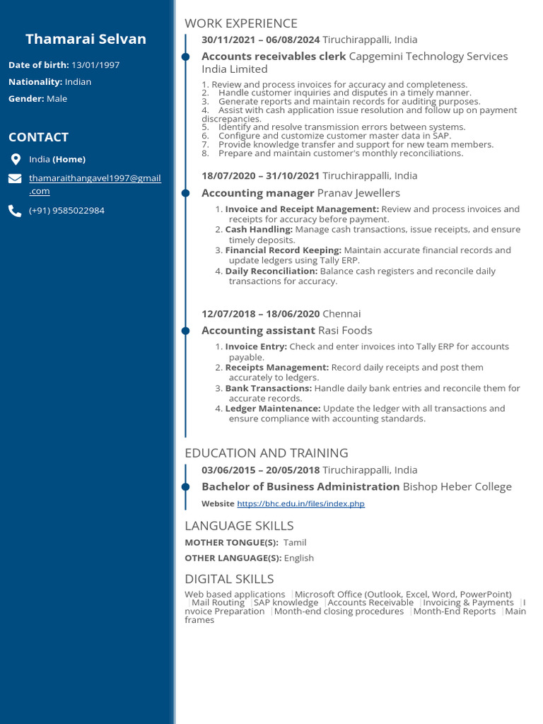 Oct Resume | PDF | Receipt | Invoice