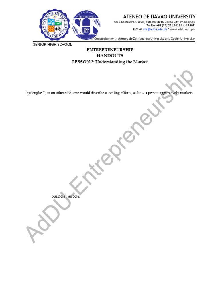 Entrep Handouts 2 Understanding The Market | PDF | Market Segmentation ...