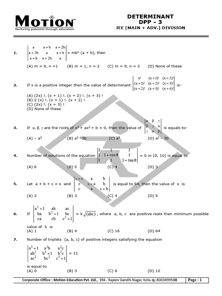 DPP-3 Determinant Ques @GB Sir | PDF | Mathematics | Algebra