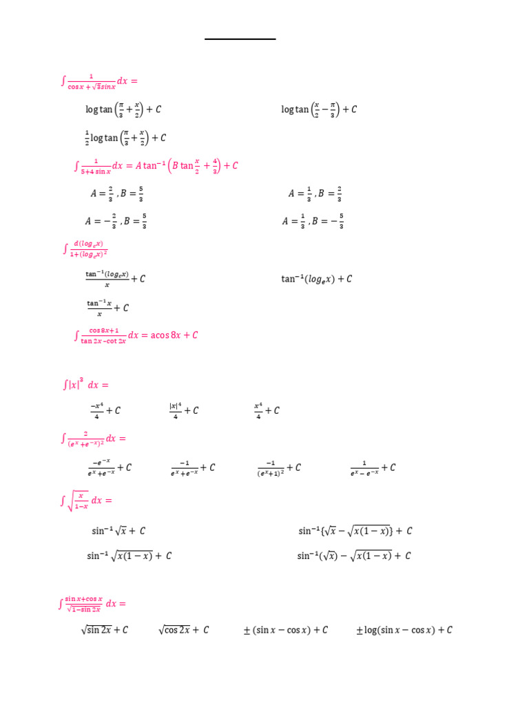 7.Integrals | PDF | Integral | Function (Mathematics)