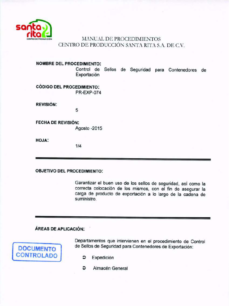 Procedimiento FR Control Sellos | PDF