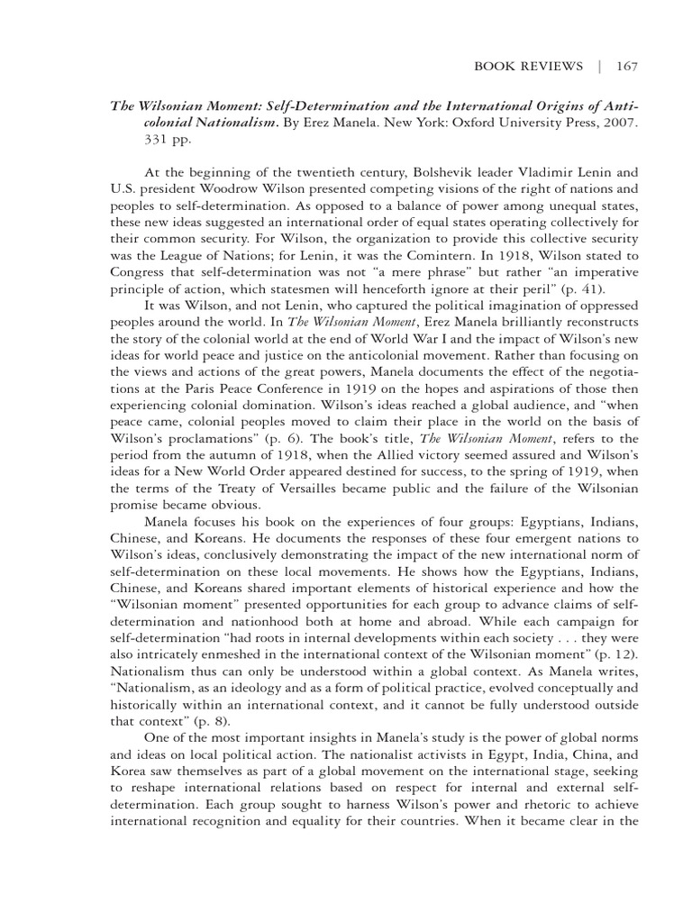 Self Determination - The Wilsonian Moment | PDF | Self Determination ...