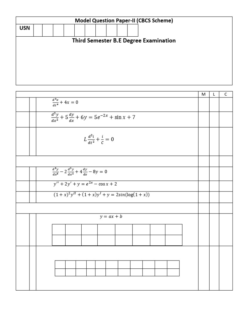 BCMATE301 Model Question Paper-II | PDF | Fourier Series | Statistical ...