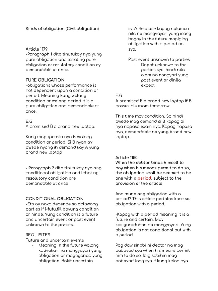 Kinds of Obligation ExtingsmntCivil Obligation | PDF | Breach Of ...