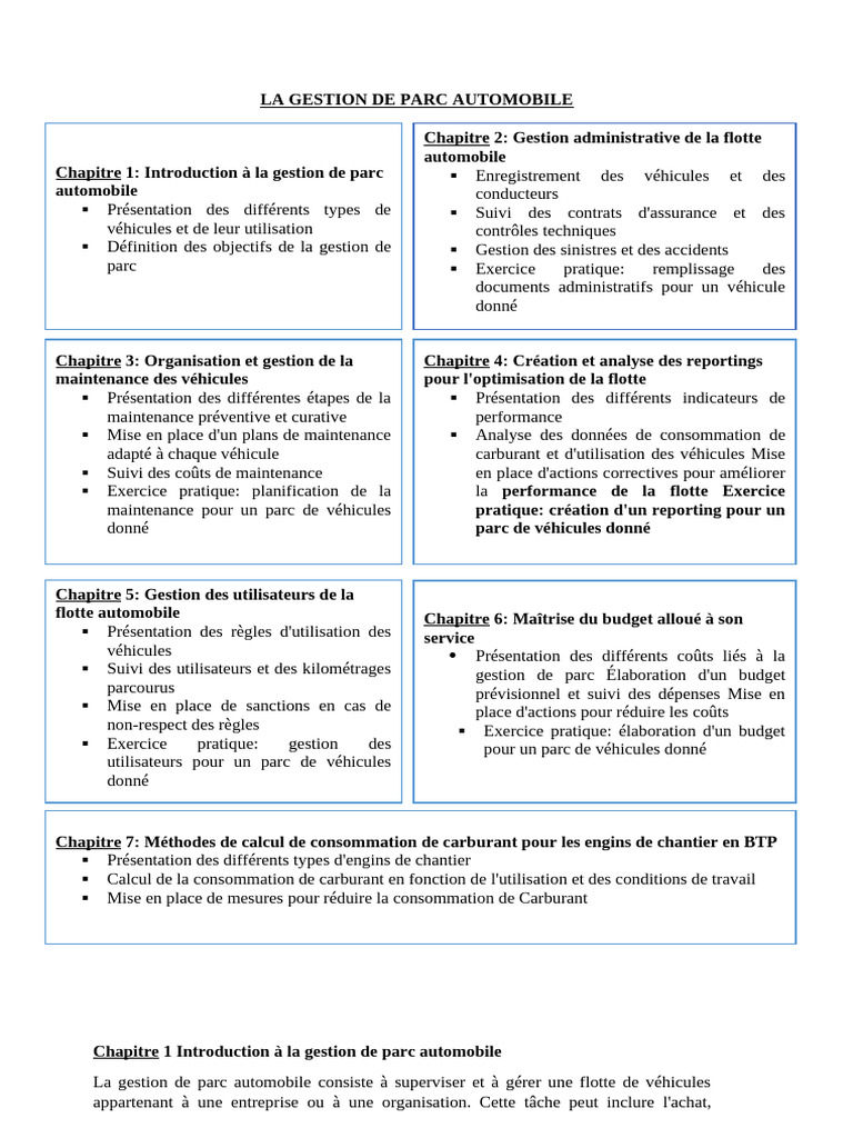 Gestion efficace du parc automobile | PDF | Véhicules | Voitures