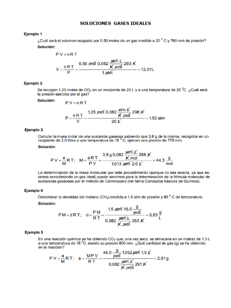 06-SOLUCIONES-Ejercicios-Gases-ideales | PDF