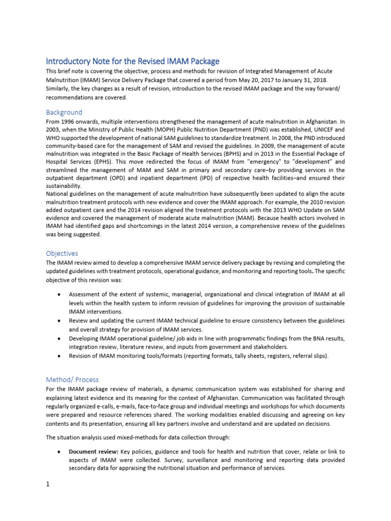 Intorcution of Revised IMAM Package | PDF | Malnutrition | Health Care