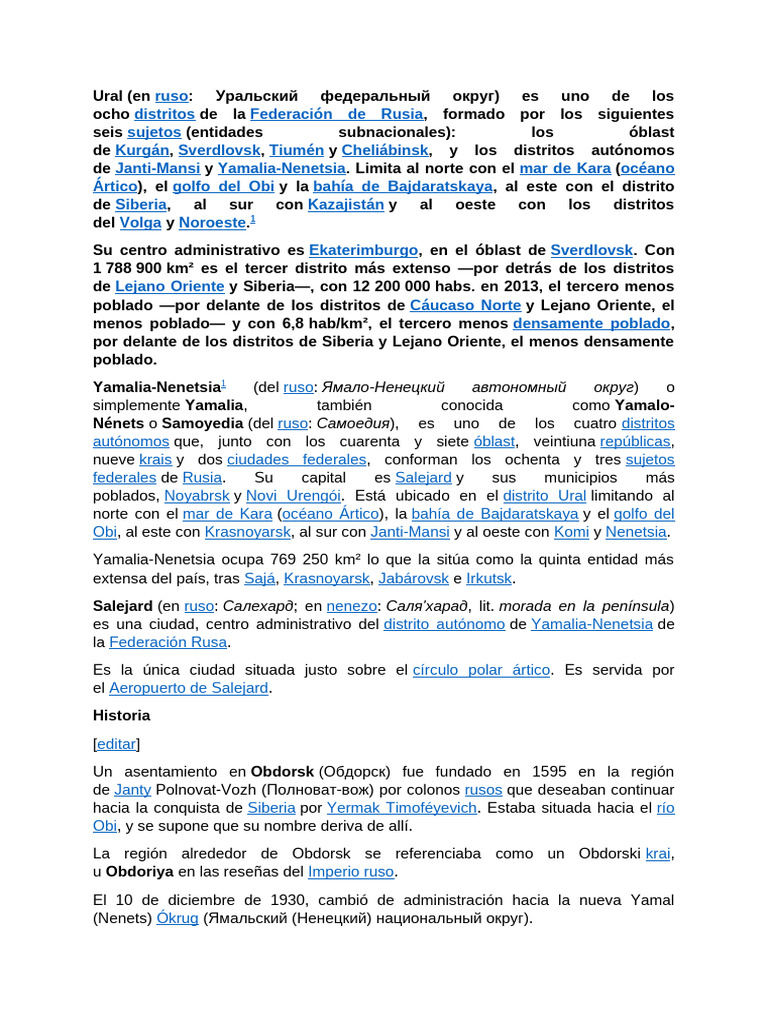 Distrito Ural y Yamalia-Nenetsia en Rusia | PDF | Rusia | Política mundial