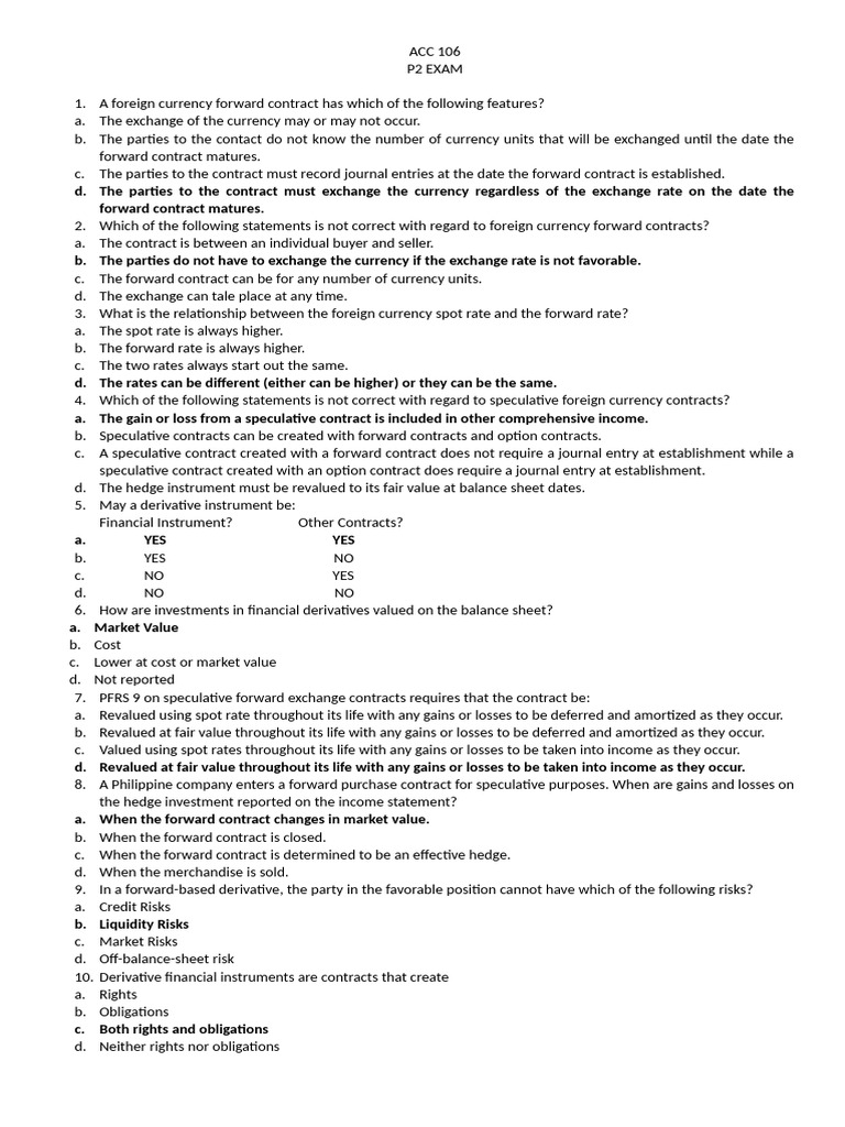 ACC 106 p2 Exam With Answers | PDF | Fair Value | Historical Cost