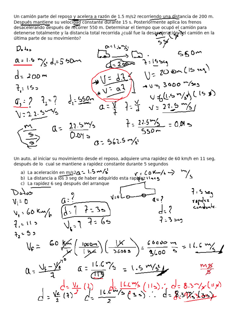 Un camión parte del reposo y acelera a razón de 1 | PDF