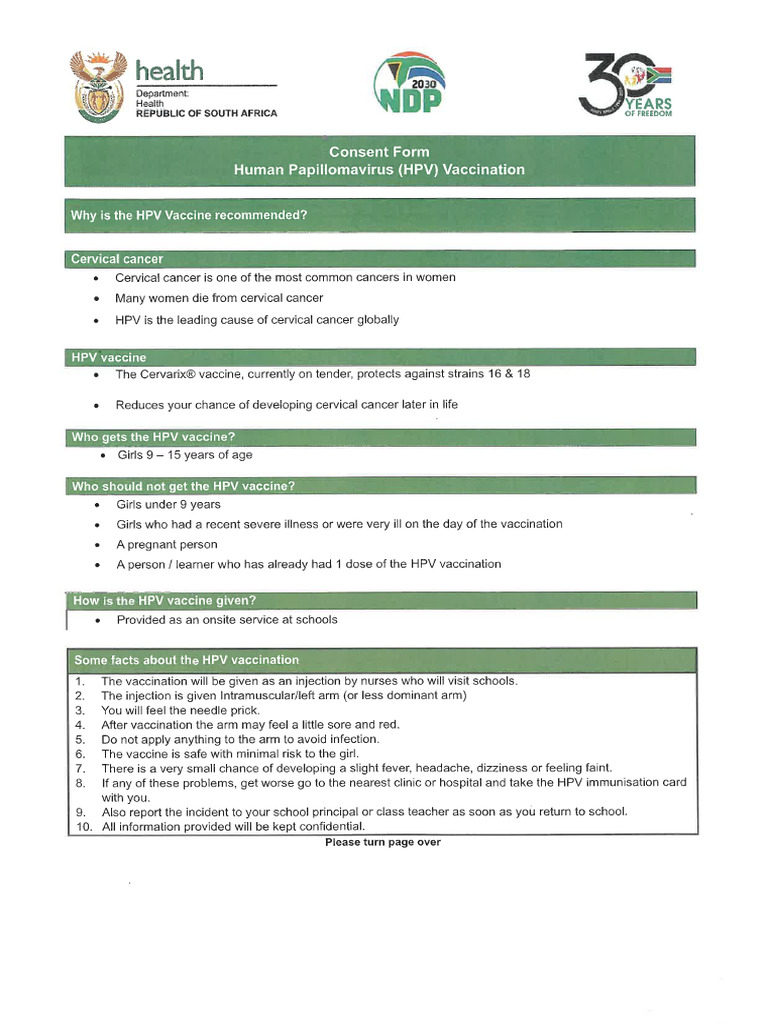 Human Papillomavirus Vaccination (HPV) | PDF