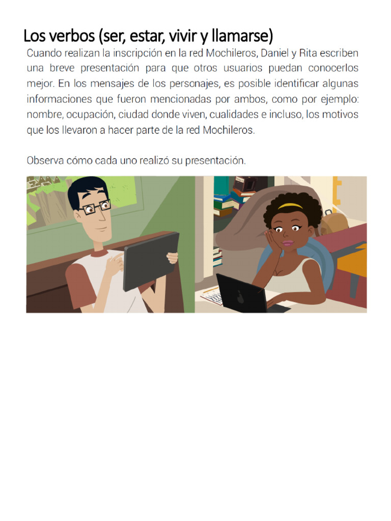 Leccion 4 Verbos Ser Estar Vivir Llamarse | PDF | Artes del Lenguaje y ...