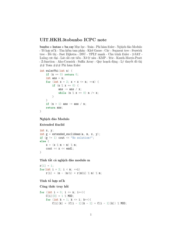 UIT - HKH.3tobunbo ICPC Note-2 | PDF