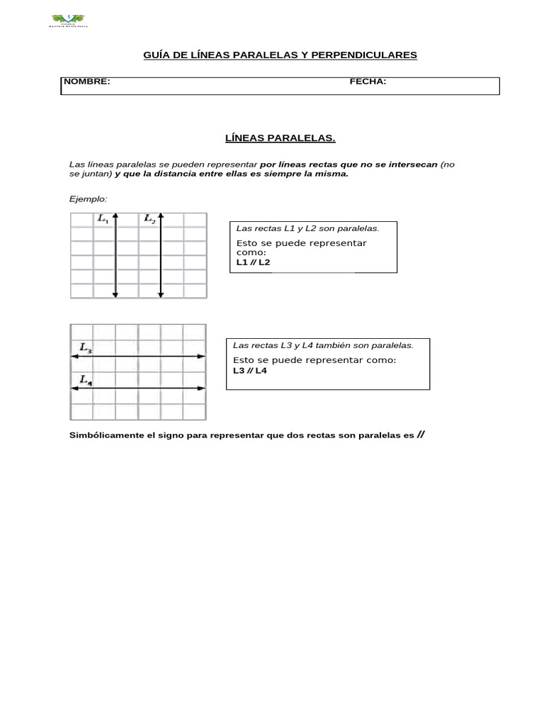 5to Básico Geometría GUÍA LINEAS PARALELAS Y PERPENDICULARES | PDF ...