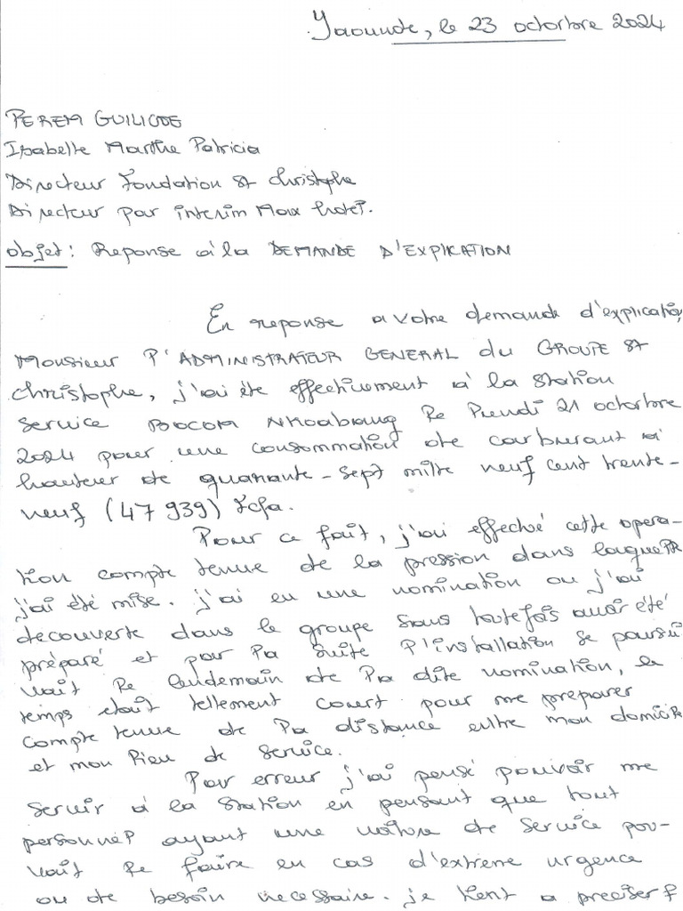 Reponse à La Demande d'Explication PEREM | PDF