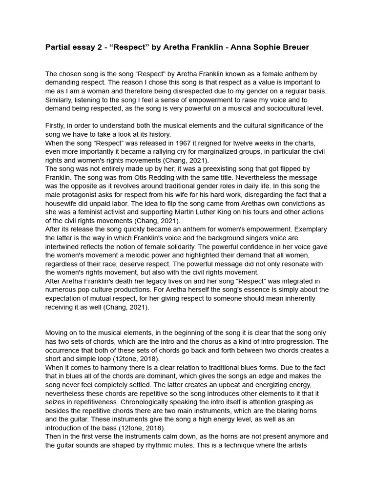 Partial Essay 2 - Music - Anna Sophie Breuer | PDF | Song Structure ...