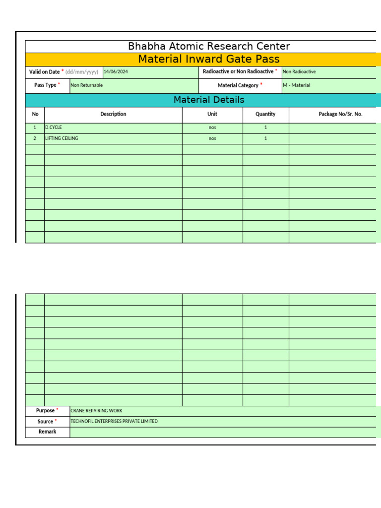 Material in Pass | PDF