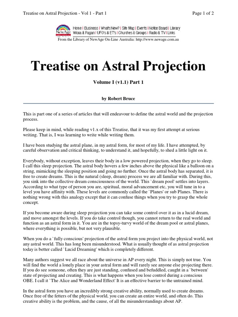 A Treatise On Astral Projection Volume 1 - Robert Bruce | PDF