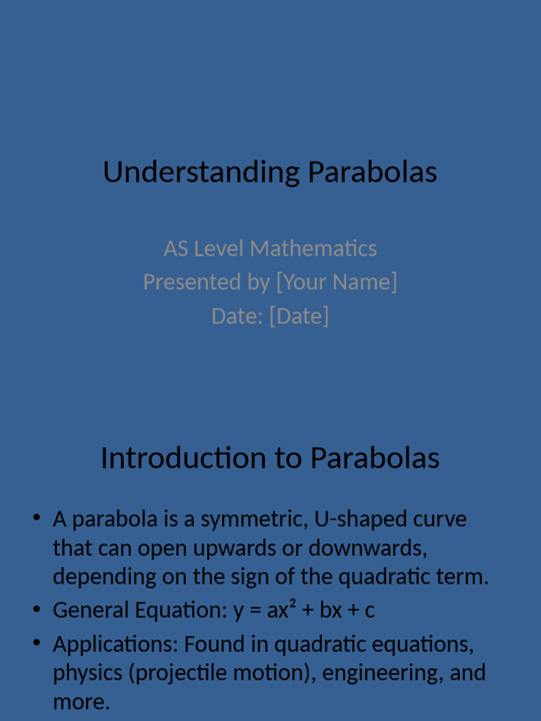 Understanding Parabolas As Level With Background | PDF | Quadratic Equation | Equations
