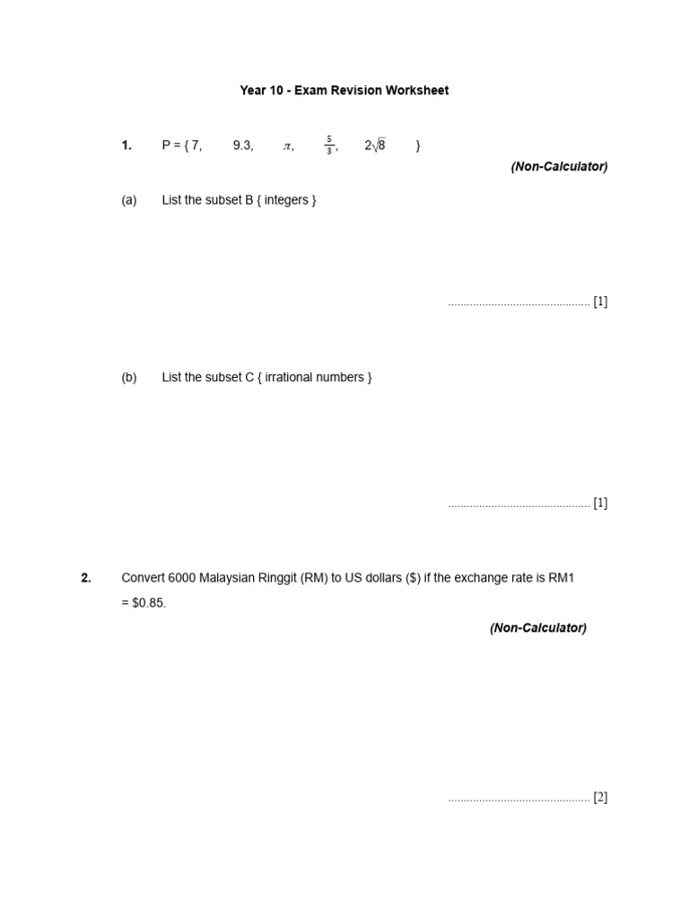Year 10 Math Exam Revision Guide | PDF | Discrete Mathematics ...