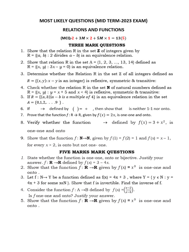 2nd Puc Maths Midterm Exam Most Likly Question | PDF | Euclidean Vector ...