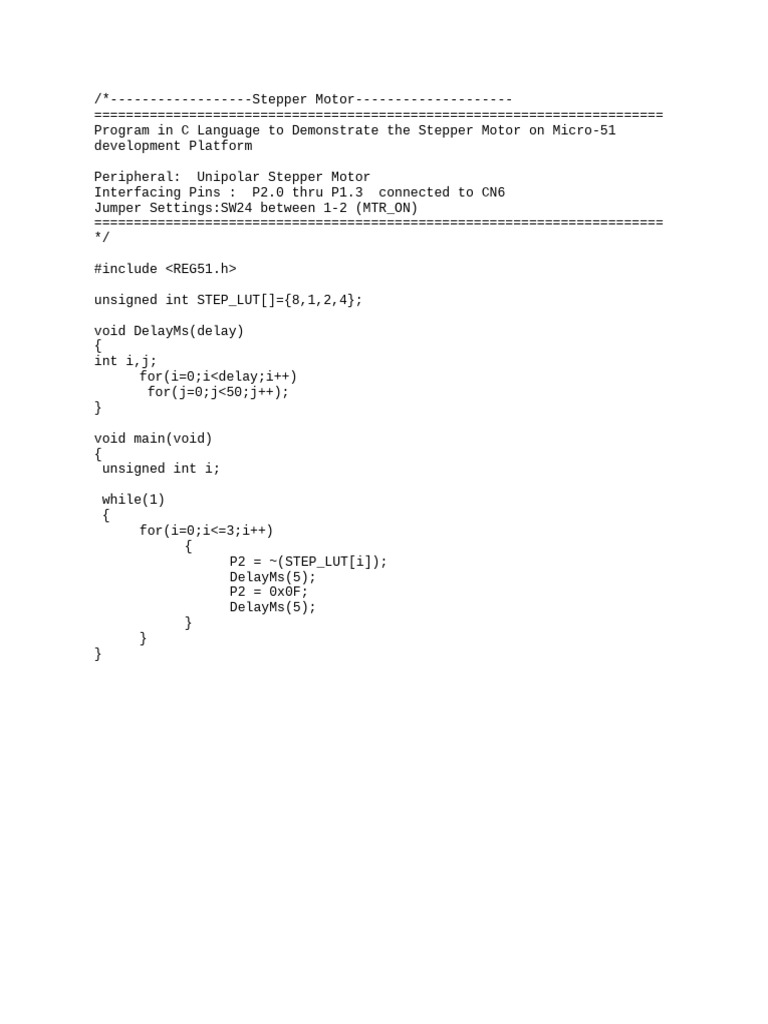 Stepper Full Step 8051 | PDF
