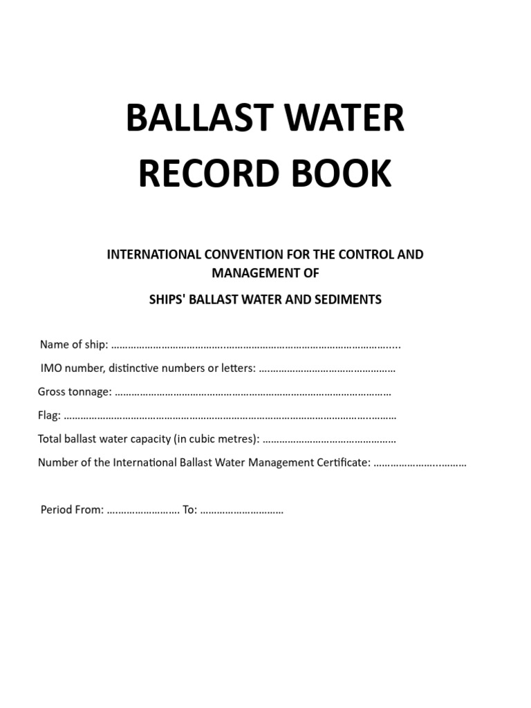 M.V Reyfa Ballast Water Record Book D2 | PDF | Watercraft | Water Transport