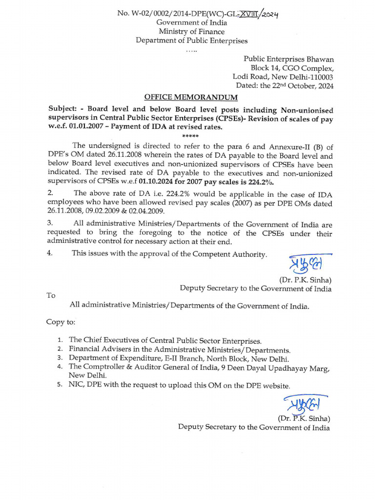 Revised Ida 2007 Pay Scales | PDF