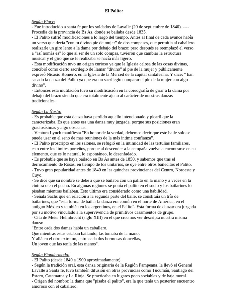 Origen y evolución del Palito danza | PDF | Bailes | Las artes escénicas