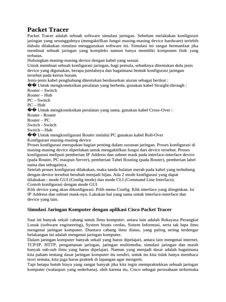 Tutorial Simulasi Jaringan dengan Packet Tracer | PDF