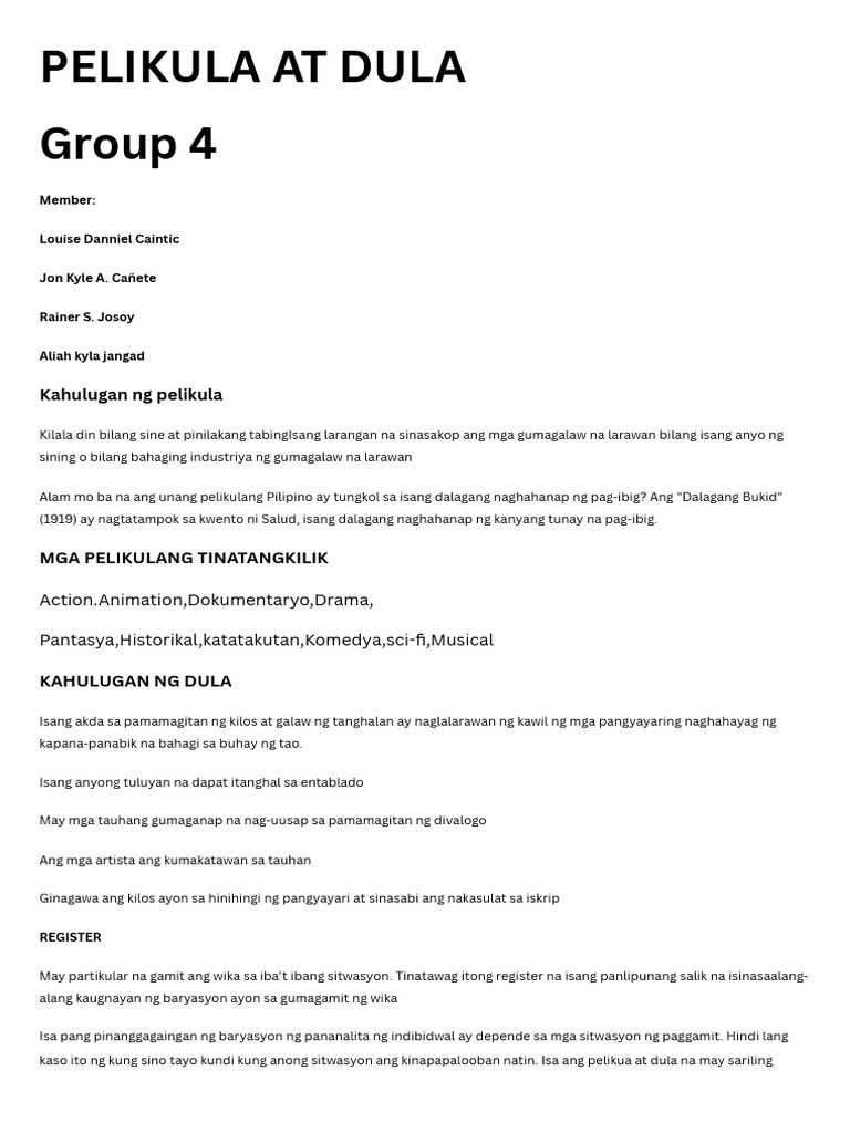 Pelikula at Dula | PDF