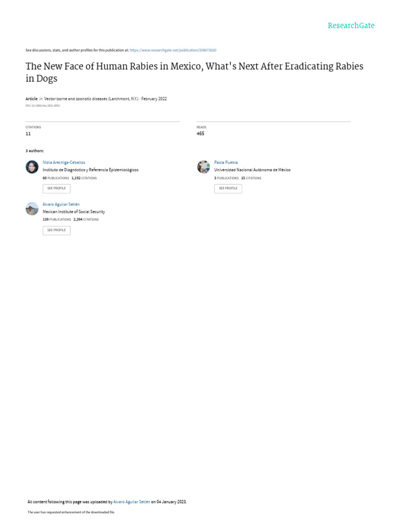 The New Face of Human Rabies in Mexico, What's Next After Eradicating ...