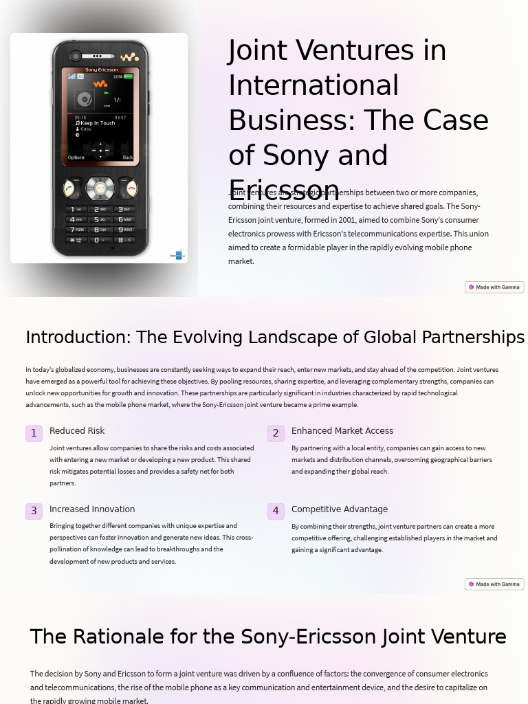 Global Business: Sony-Ericsson Case | PDF | Ericsson | Sony