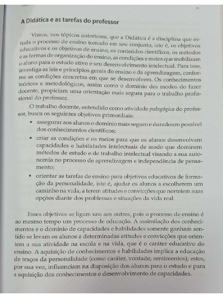 A Didática e As Tarefas Do Professor | PDF