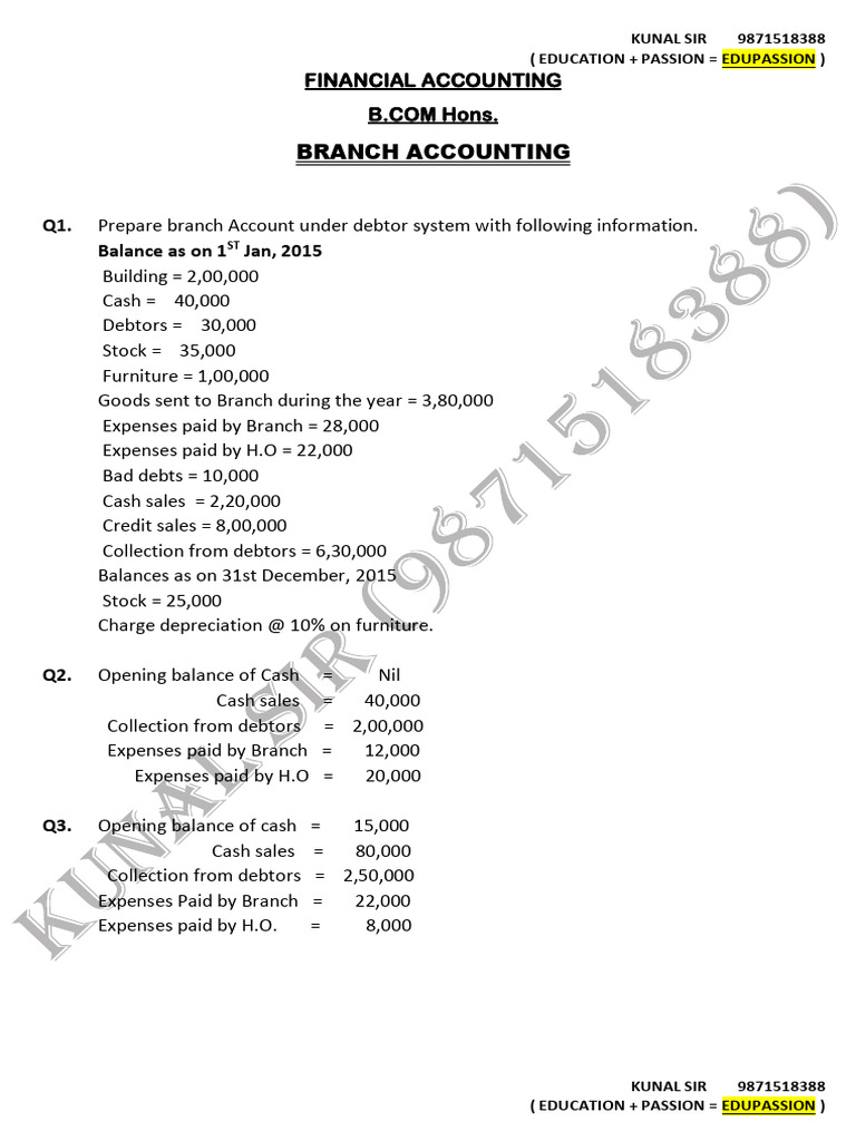 Branch Accounting | PDF | Expense | Debt