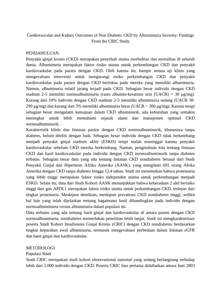 Hasil Kardiovaskular CKD Normoalbuminurik | PDF | Pengembangan Diri ...