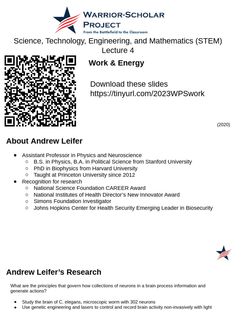 2023 - LEIFER - WSP STEM Lecture 4 - Work & Energy (Reference) | PDF ...