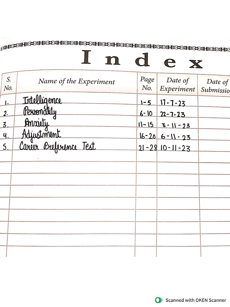 Psychology Practical File | PDF