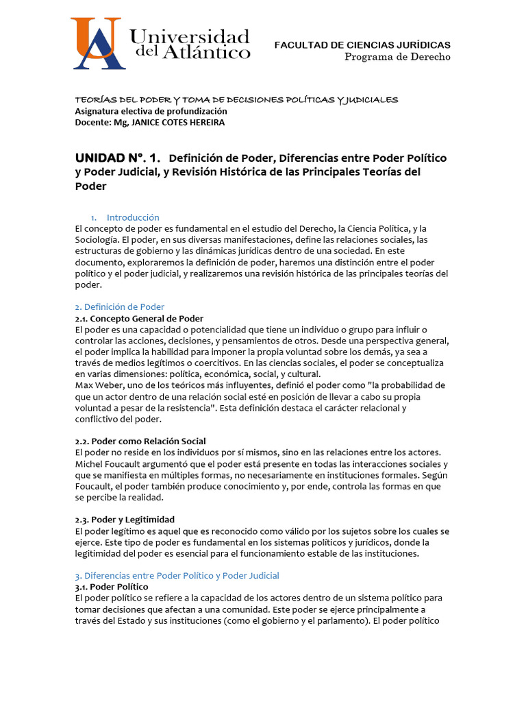 Taller Teoria Del Poder | PDF | Poder (social y político) | Contrato social