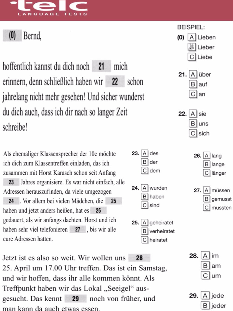Sprachbausteine B1 A | PDF