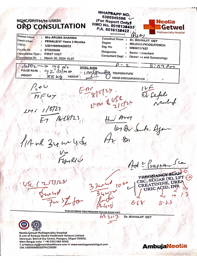 Aruna OPD Consultations | PDF