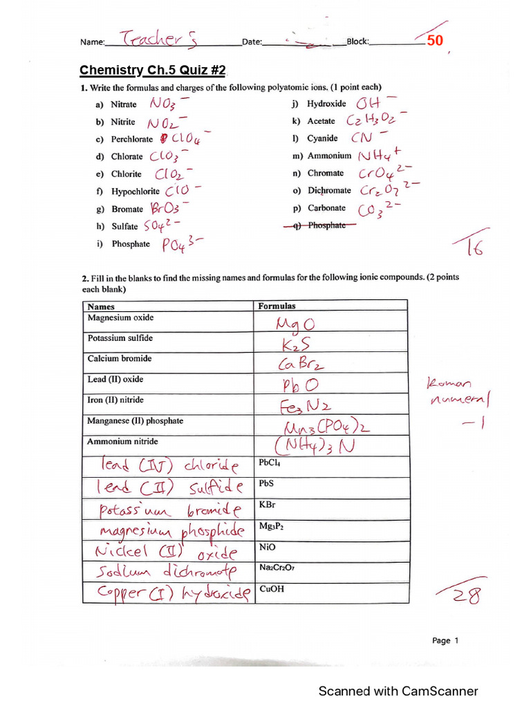 (Day 2 Ch.5 Quiz #2 - ANSWERS | PDF | Science & Mathematics
