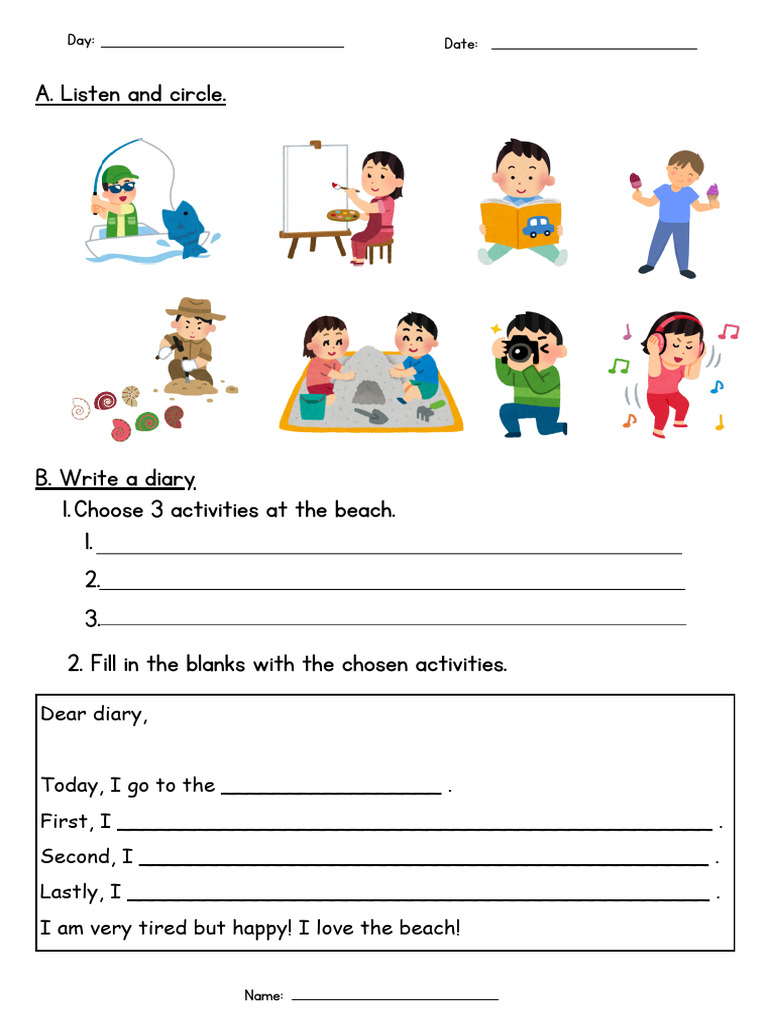 Year 2 Beach Activities Worksheet | PDF